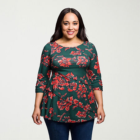 Click here for 24seven Comfort Apparel Plus Size Green Floral Pri... prices
