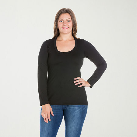 Click here for Plus Size 24/7 Comfort Apparel Long Sleeve Scoop N... prices