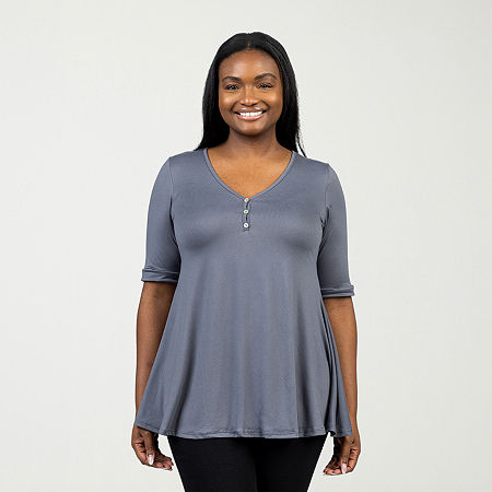 Click here for Plus Size 24/7 Comfort Apparel Elbow Sleeve Henley... prices