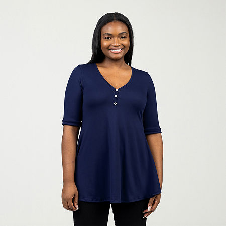 Click here for Plus Size 24/7 Comfort Apparel Elbow Sleeve Henley... prices