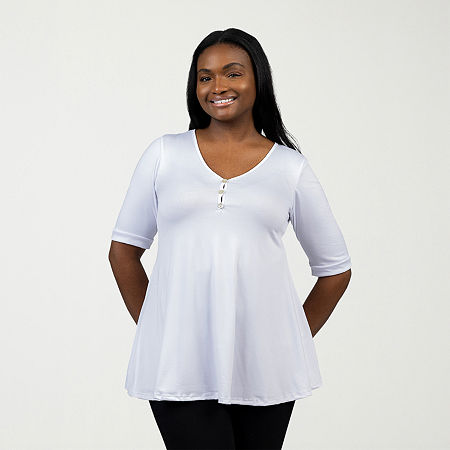 Click here for Plus Size 24/7 Comfort Apparel Elbow Sleeve Henley... prices