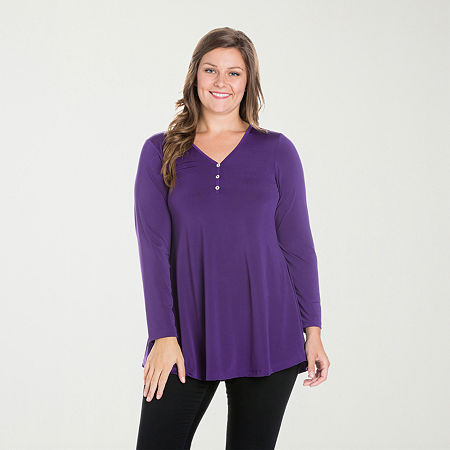 Click here for Plus Size 24/7 Comfort Apparel Flared Henley Tunic... prices