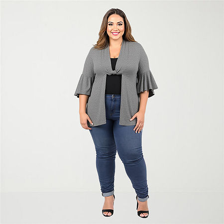 Click here for 24seven Comfort Apparel Plus Size Tie Front Bell S... prices