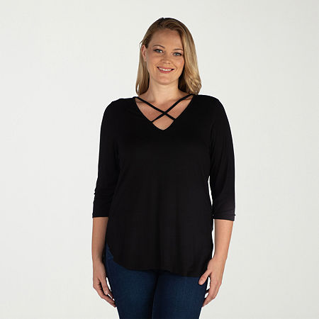 Click here for Plus Size 24/7 Comfort Apparel Criss-Cross Round H... prices