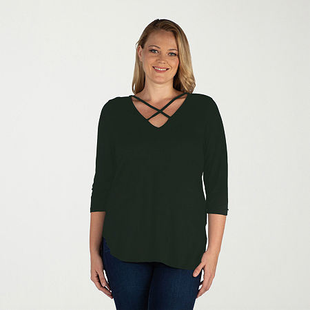 Click here for Plus Size 24/7 Comfort Apparel Criss-Cross Round H... prices