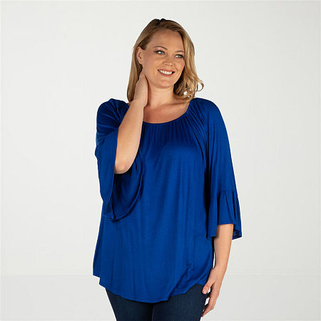Click here for 24seven Comfort Apparel Plus Size Bell Sleeve Loos... prices