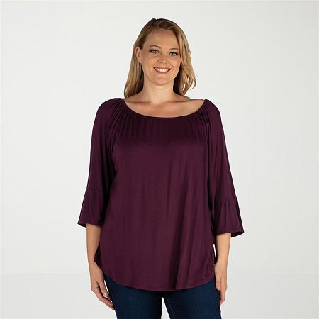 Click here for 24seven Comfort Apparel Plus Size Bell Sleeve Loos... prices
