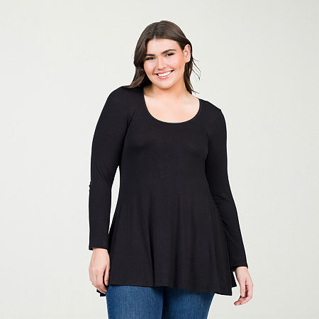 Click here for 24seven Comfort Apparel Plus Womens Scoop Neck Lon... prices