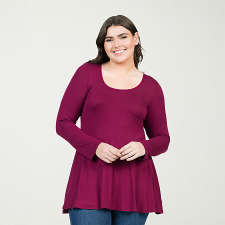 Click here for 24seven Comfort Apparel Plus Womens Scoop Neck Lon... prices