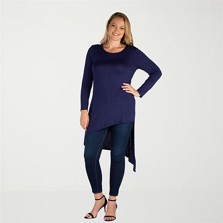 Click here for 24seven Comfort Apparel Plus Womens Round Neck Lon... prices