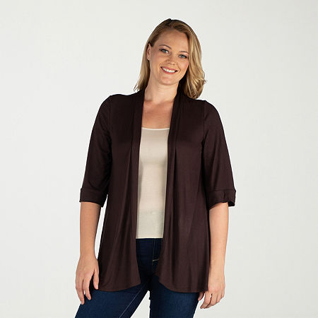 Click here for Plus Size 24/7 Comfort Apparel Elbow Sleeve Open F... prices