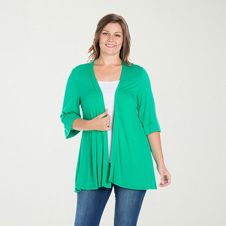 Click here for Plus Size 24/7 Comfort Apparel Elbow Sleeve Open F... prices