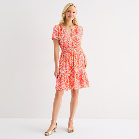 Click here for Be by CHETTA B Womens Short Sleeve Leaf Fit + Flar... prices