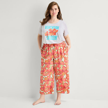 Click here for Sleep Chic Poplin Pajama Capri Pant Plus  2x  Pink prices