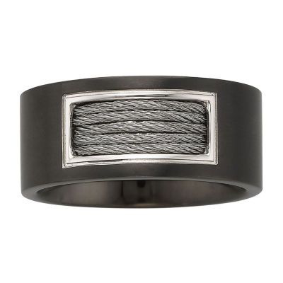 Men's 10mm Cable Band Stainless Steel, Color: Black - JCPenney