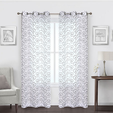 Click here for Regal Home Embroidered Swirl Grommet Top Sheer Set... prices