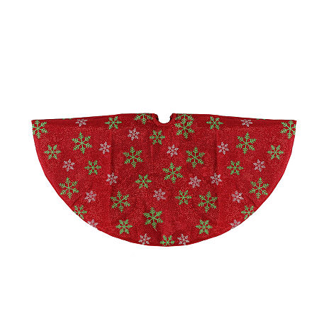 Northlight Metallic with and Snowflakes Mini Christmas Tree Skirt - Red