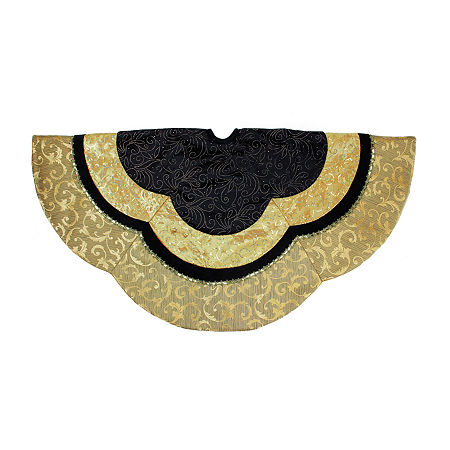 Click here for 48 Black and Gold Velveteen Floral Scallop Christm... prices