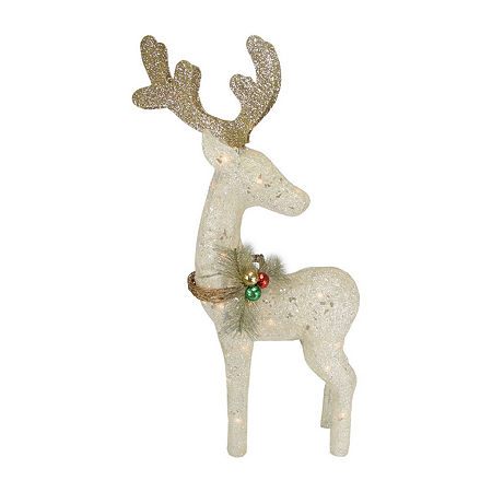 Click here for 37.5 Lighted White and Gold Reindeer Outdoor Chris... prices
