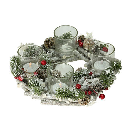 Northlight Frosted Christmas Glass Votive Candle Holder - 9-Inch - Brown