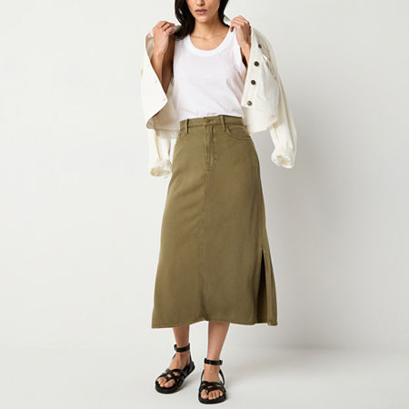 Click here for a.n.a Soft Drape Womens High Rise Midi Denim Skirt... prices