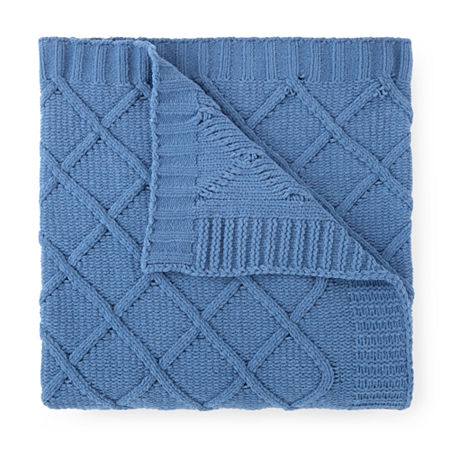 Click here for Linden Street Lattice Throw  One Size  Blue prices