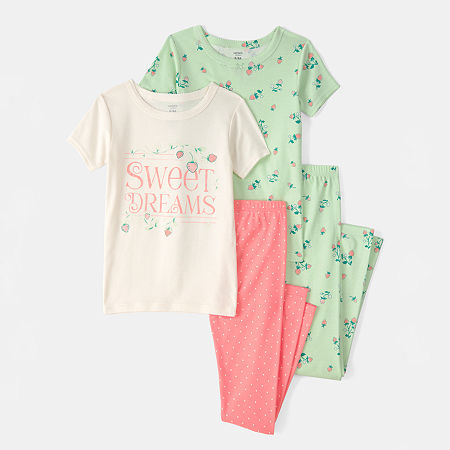 Click here for Carters Girls Round Neck Short Sleeve 4-pc. Pajama... prices