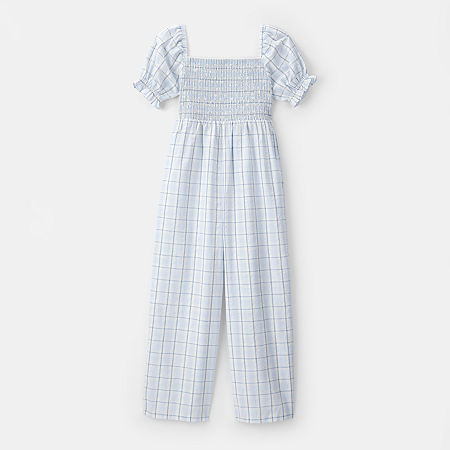 Click here for Carters Girls Short Sleeve Squares Romper  7  Blue prices