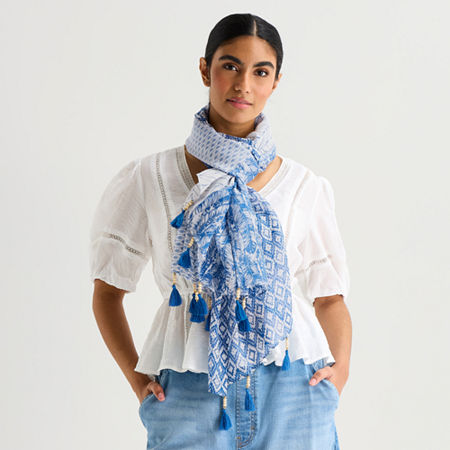Click here for a.n.a Tassel Geometric Oblong Scarf  One Size  Blu... prices