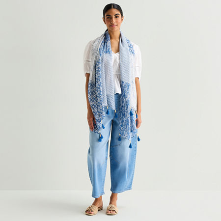 Click here for a.n.a Scarves Geometric Oblong Scarf  One Size  Bl... prices