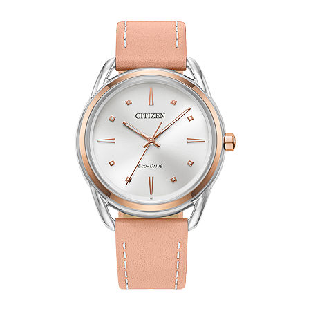 Click here for Citizen Womens Pink Leather Strap Watch Fe7096-08a... prices