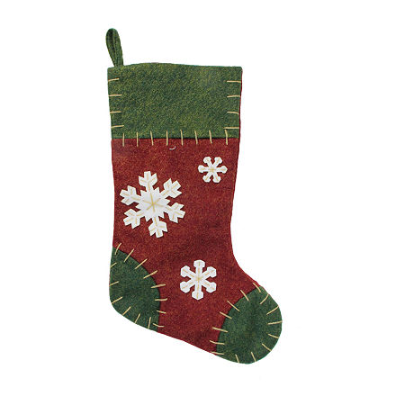 Click here for 20 Green and Red Snowflake Applique Christmas Stoc... prices