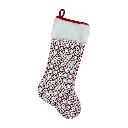 Click here for 20.5 Red and White Lace Christmas Stocking with Cu... prices