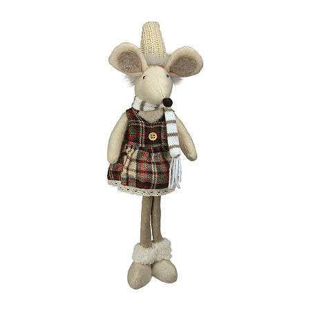Click here for 21 Beige and Brown Standing Girl Mouse in Plaid Dr... prices