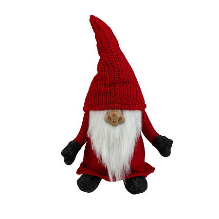Click here for 13.5 Red and Gray Portly Smiling Man Gnome Table T... prices