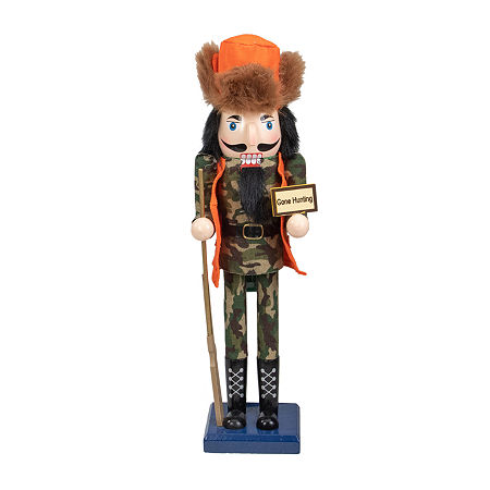 Northlight Gone Hunting Christmas Nutcracker in Fatigues - Orange