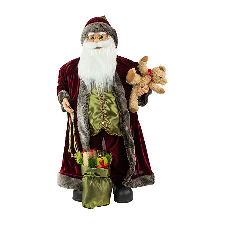 Click here for 32 Burgundy Santa Claus with Teddy Bear and Gift B... prices