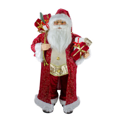 32'' Red and Gold Santa Claus with Gifts Christmas Figure, Color: Red ...