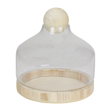 Click here for 12.5 Clear Glass Hurricane with Wooden Lid and Bas... prices