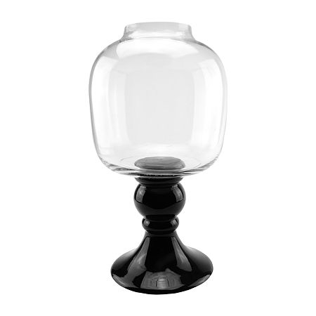Click here for 17.75 Transparent and Jet Black Glass Pedestal Pil... prices