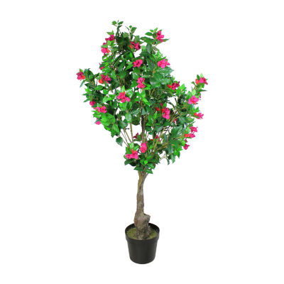 74.5'' Pink and Red Potted Artificial Bougainvillea Tree, Color: Pink ...