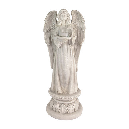 Click here for 22.5 Standing Angel with Birdbath Votive Candle Ho... prices