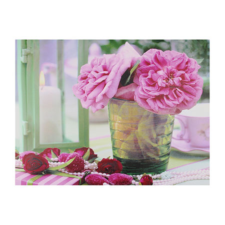 Click here for Pink and Green Flower Candle LED Lighted Flickerin... prices