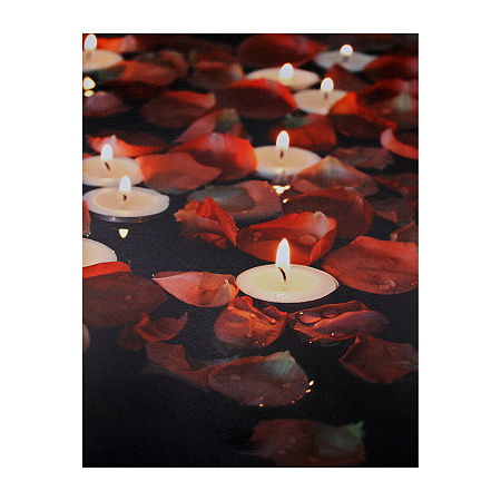 Click here for White and Red Rose Petal LED Flickering Canvas Wal... prices