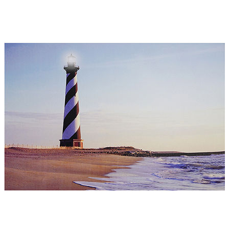 Click here for LED Lighted Lighthouse Seaside Beach Scene Canvas... prices