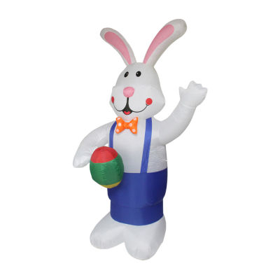 7' Inflatable Lighted Standing Easter Bunny with Eggs Outdoor ...