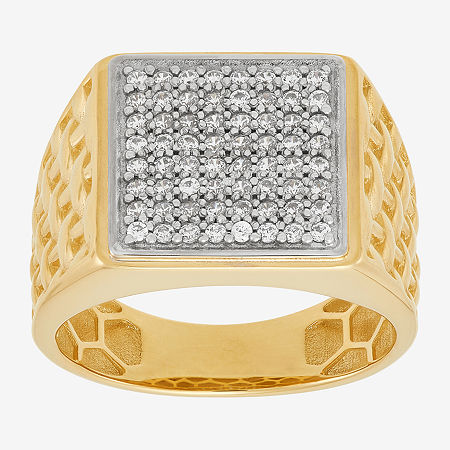 Click here for Mens Cubic Zirconia 10K Gold Square Signet Ring  1... prices