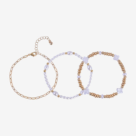 Click here for Arizona Womens 3-pc. Bracelet Set  One Size  White prices