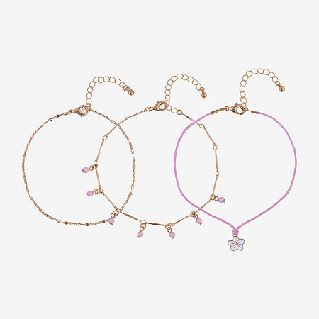 Click here for Arizona Womens 9 Inch Cable Flower Ankle Bracelet... prices