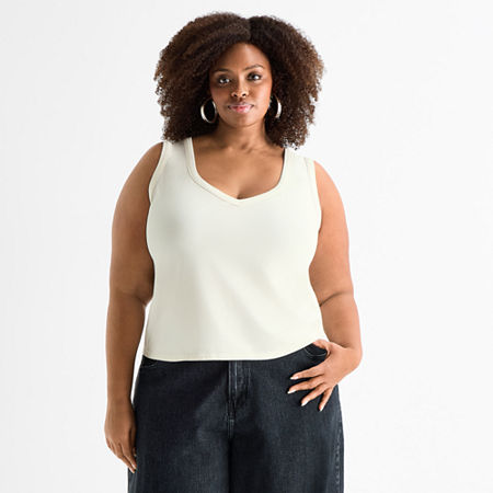 Click here for Ashley Graham Womens Plus U Neck Tank  0x  White prices